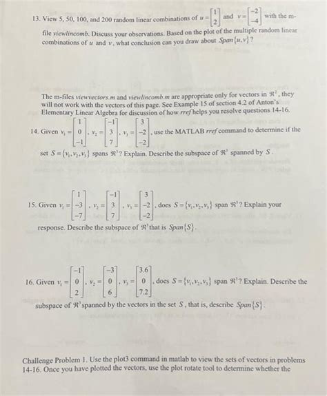 solved 5 use viewvectors m to plot u v and u v u−v −1 5u