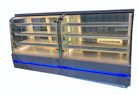 Stainless Steel And Glass Hot And Cold Bakery Shop Display Counter At