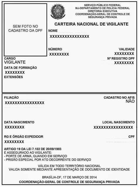 Carteira Nacional De Vigilante Cnv LIBRAIN