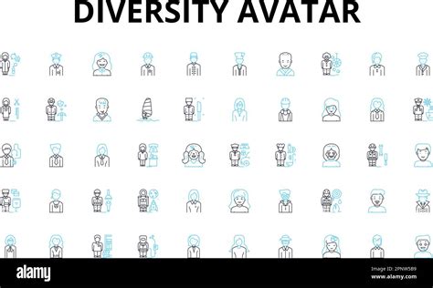 Diversidad Avatar Lineal Iconos Set Inclusividad Representación