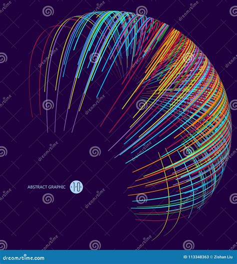 Three Dimensional Sphere Composed Of Multicolored Curves Abstract Graphics Stock Illustration