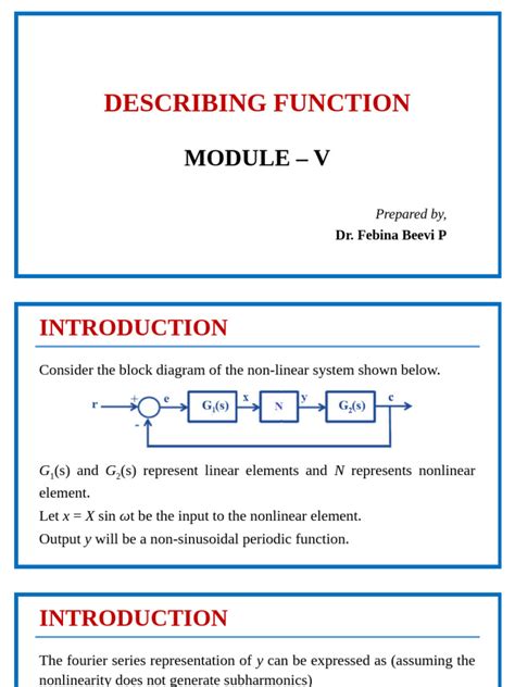 Lecture 20 Describing Function Pdf