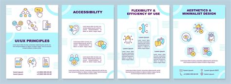 Ui Ux Principles Blue Brochure Template User Experience Leaflet Design With Linear Icons