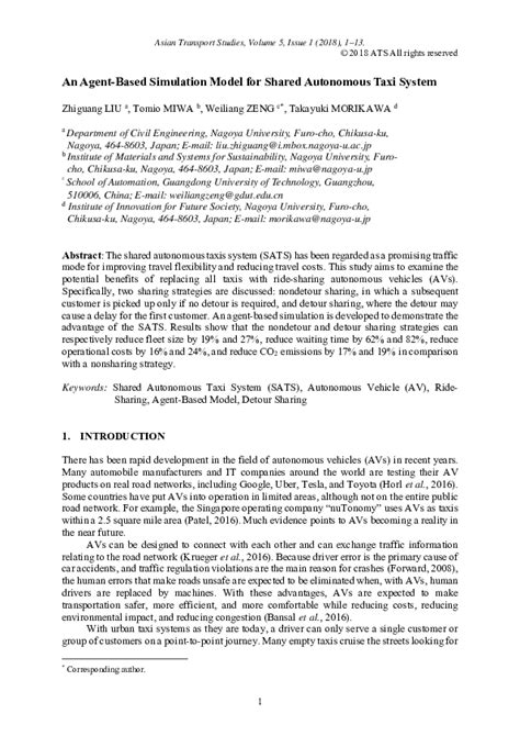 Pdf An Agent Based Simulation Model For Shared Autonomous Taxi System