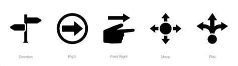 Premium Vector A Set Of 5 Direction Icons As Direction Right Point Right