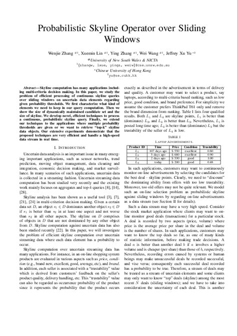 Pdf Probabilistic Skyline Operator Over Sliding Windows