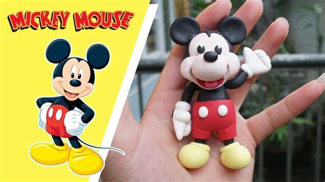 Air Dry Clay How To Make Mickey Mouse Polymer Clay Tutorial Youtube