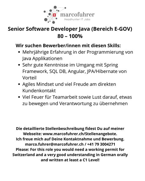 Marco R Fuhrer Management Consultants On Linkedin Wir Suchen Einen Senior Software Developer