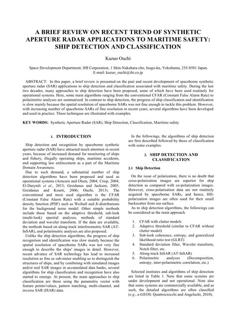 Pdf A Brief Review On Recent Trend Of Synthetic Aperture Radar Applications To Maritime Safety