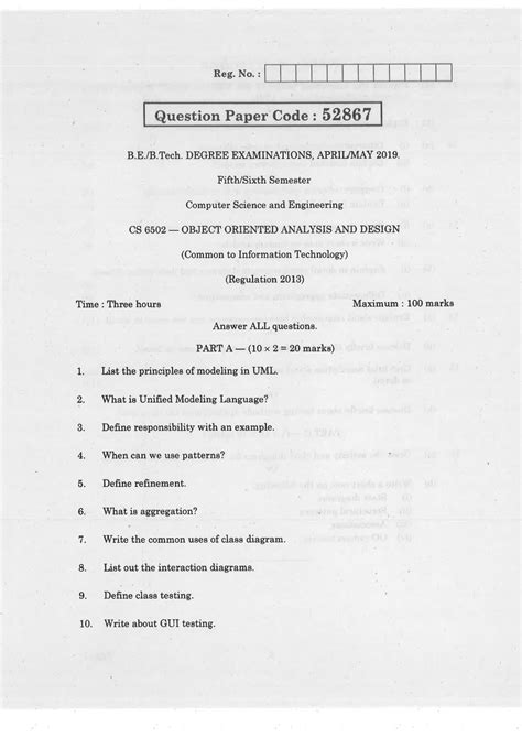 anna university cs 6502 object oriented analysis and design for computer science and