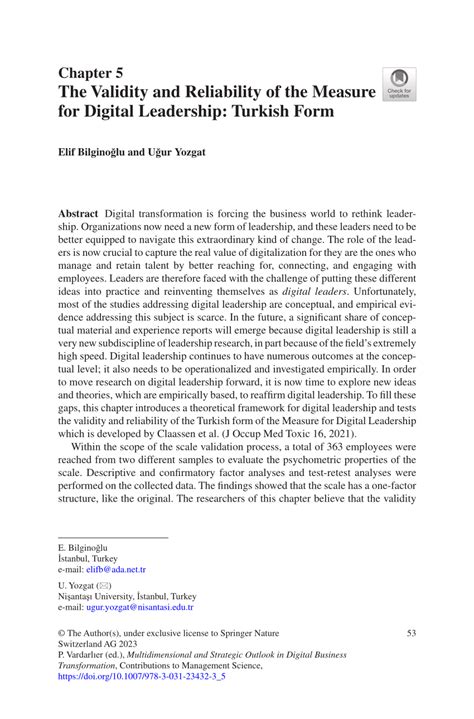 Pdf The Validity And Reliability Of The Measure For Digital