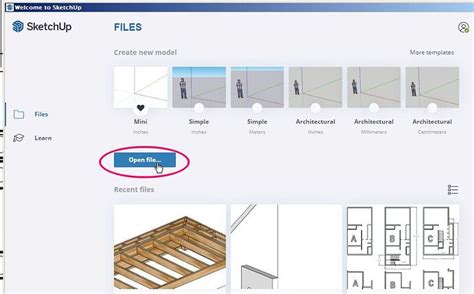 Sketchup Welcome Screen Open File Button Default Pro Sketchup