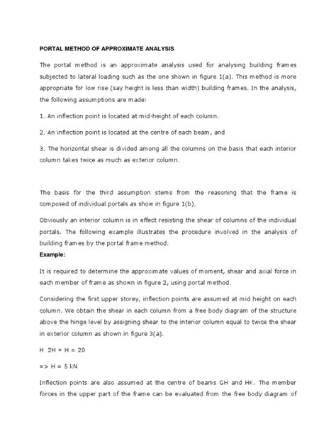 Portal Method Of Approximate Analysis Pdf Column Beam Structure
