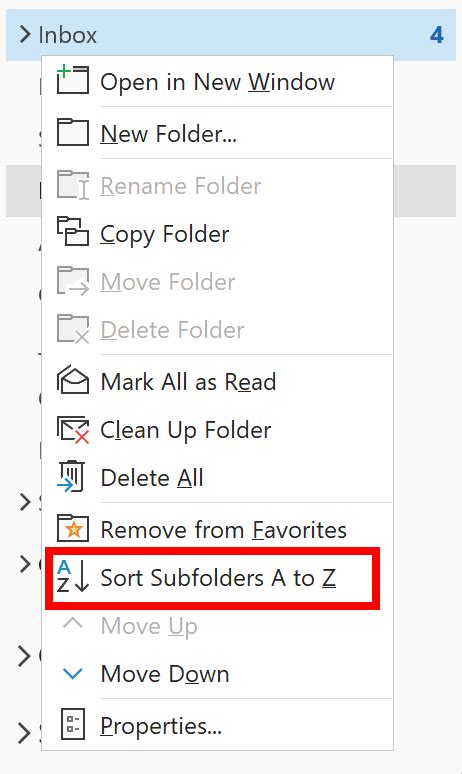 How To Have Outlook List Subfolders In Alphabetical Order
