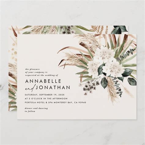 Pampas Grass Eucalyptus Modern Rustic Wedding Zazzle Rustic Modern