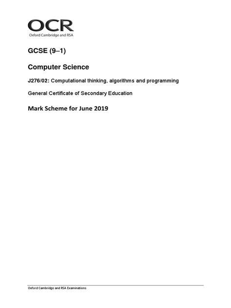 J276 02 May 2019 Ms Ocr Gcse Computer Science Pdf Sampling