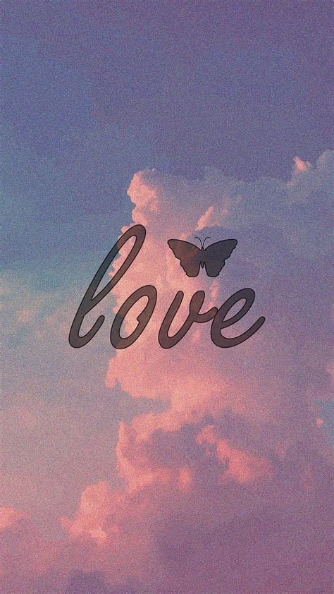 Download Cute Clouds Love Butterfly Wallpaper