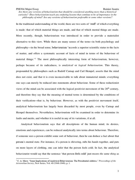 Forms Of Behaviourism Pdf Behaviorism Mind