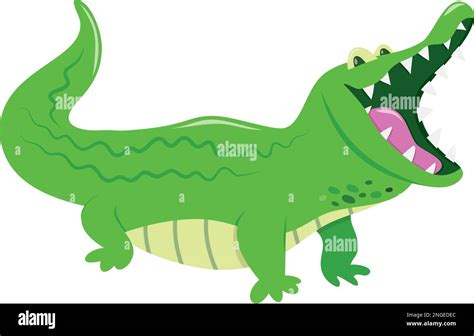 Una Ilustración Vectorial De Dibujos Animados De Un Cocodrilo Verde