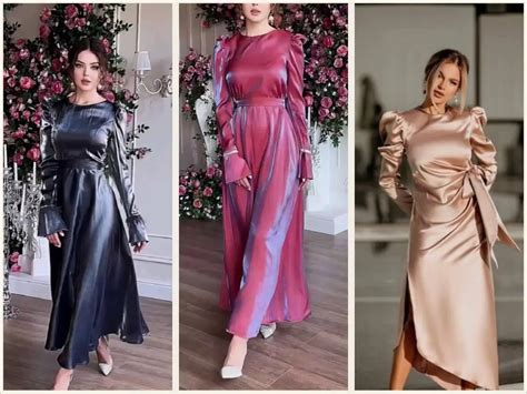 مدل لباس های ساتن مجلسی؛ پیراهن های بلند ساتن پفی مناسب دختر خانم های جوان