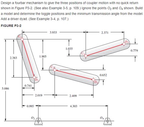 Solved Design A Fourbar Mechanism To Give The Three Chegg Com