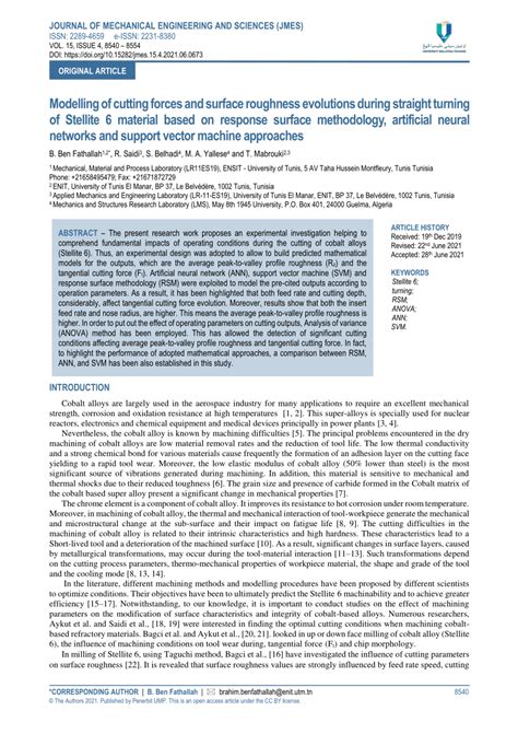 Pdf Modelling Of Cutting Forces And Surface Roughness Evolutions During Straight Turning Of