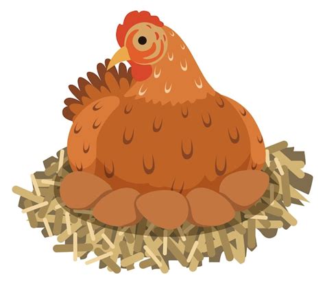 Premium Vector Hen Hatching Eggs Farm Bird Mother Poultry Cartoon Icon