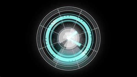 Animation Of Scope Scanning With Clock Over Black Background Stock