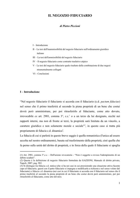 Pdf Il Negozio Fiduciario
