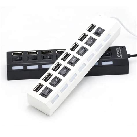 Usb Hub 7 Port Multi Usb Splitter Power Adapter Multiple Expander With On Off Switch For Pc