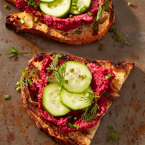 Beet Hummus Bruschetta Chatelaine