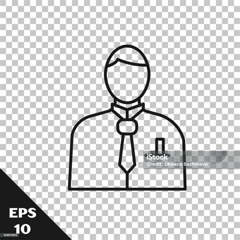 투명 한 배경에 고립 된 블랙 라인 실업가 또는 주식 시장 상인 아이콘 벡터 일러스트레이션 0명에 대한 스톡 벡터 아트 및 기타 이미지 Istock