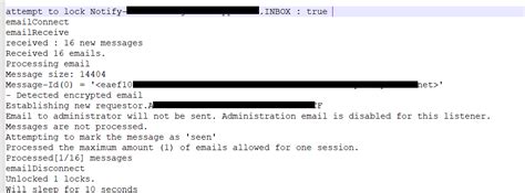 email listener is not reading and processing the emails support center