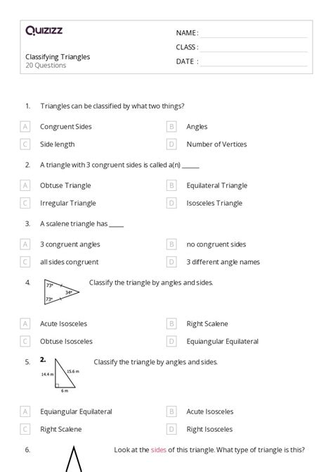 50 Classifying Triangles Worksheets For 6th Grade On Quizizz Free