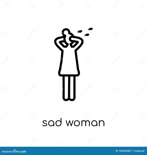 Sad Woman Icon Trendy Modern Flat Linear Vector Sad Woman Icon Stock