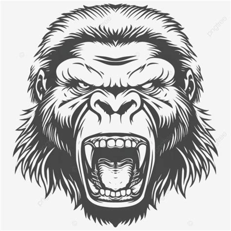 Head King Kong Angry Outline Design Angry Design Head Png