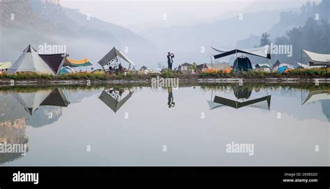 Chongqing China September 11 2022 People Enjoy A Holiday Camping