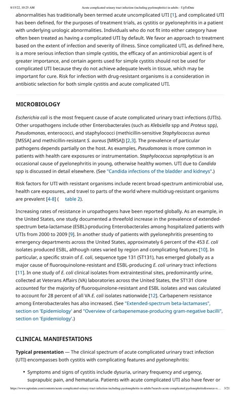 Solution Acute Complicated Urinary Tract Infection Including Pyelonephritis In Adults Uptodate