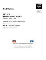 ICT10011 Problem Solving With ICT Course Outline TP2 2022 Pdf Unit