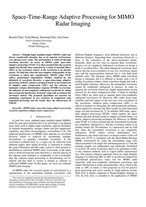 Pdf Space Time Range Adaptive Processing For Mimo Radar Imaging