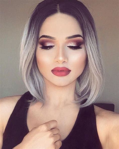 папальный омбре на тёмные короткие волосы Grey Ombre Hair Ombre Hair