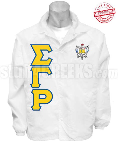Sigma Gamma Rho Greek Letter Line Jacket With Crest White P