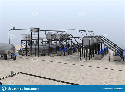Chemical Production Waste Processing Plant Exterior Visualization D Illustration Stock