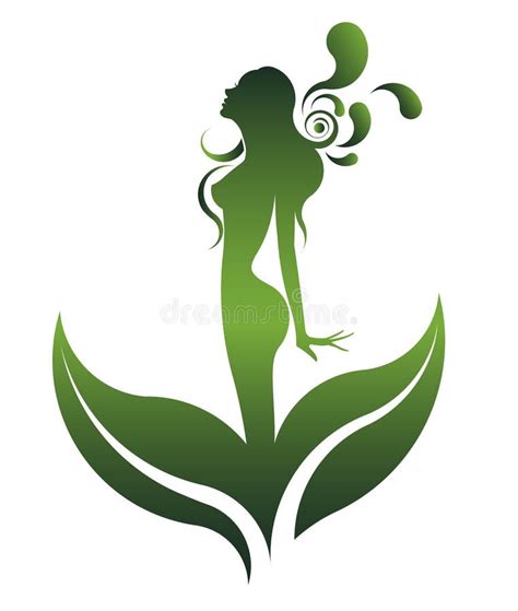 Forma Verde Del Cosmético Y Del Balneario Hermosos Mujeres Del Icono