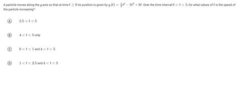 Solved A Particle Moves Along The Y Axis So That At Time T Chegg