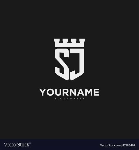 Initials Sj Logo Monogram With Shield Royalty Free Vector