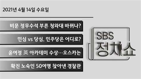 4월 14일 수 비문 정무수석 부른 청와대 바뀌나 민심 Vs 당심 민주당은 어디로 윤여정 英 아카데미 수상