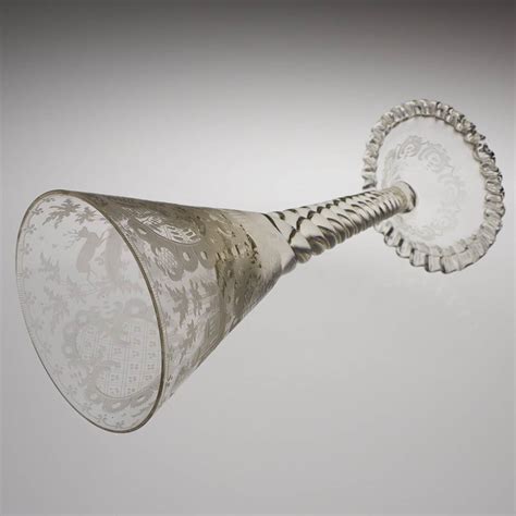 Tall Engraved Bohemian Glass Goblet C1880