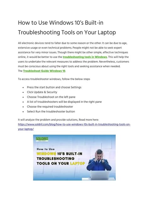 Ppt How To Use Windows 10s Built In Troubleshooting Tools On Your Laptop Powerpoint