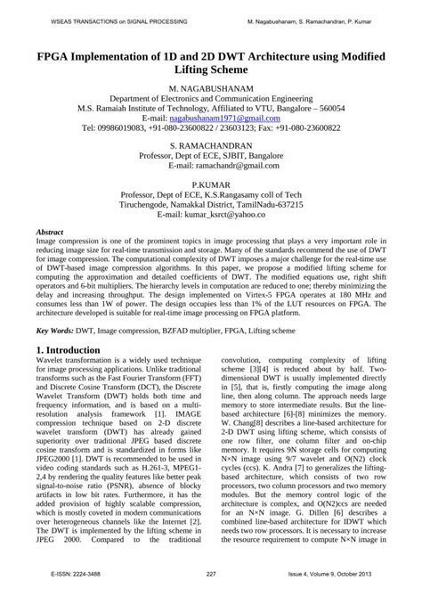 Pdf Fpga Implementation Of 1d And 2d Dwt Architecture Using Dokumen